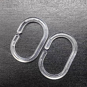 Resze 24 PCS Shower Curtain Rings, Plastic Clear Shower Curtain Hooks, C-Shaped Rings Hook Hanger Bathroom Shower Window Rod