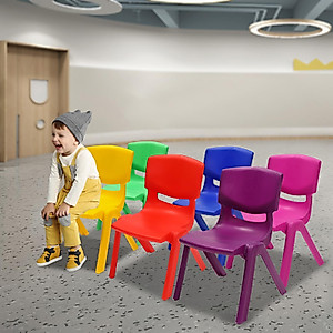 6 Pack Color Plastic School Chair, Kindergarten Study Stools, Children's Step Stool, Indoor Outdoor Flexible Seating, Decorative Stools Chairs for Home Office School Classroom (Color 1)