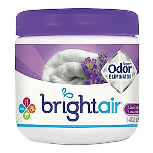Bright Air Solid Air Freshener and Odor Eliminator, Lavender and Fresh Linen Scent, 14 Ounces (900014) , Purple