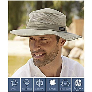 Dorfman Pacific Men's Bonnie Mesh Sides Hat, Khaki, XX-Large
