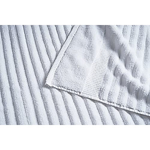 LANE LINEN Ribbed White Bath Towels - 100% Cotton Towel Sets for Bathroom, Zero Twist, Soft Textured Bathroom Towels, Absorbent, Quick Dry, 2 Bath Towels, 2 Hand Towels, 2 Wash Cloths - 6 Piece Set