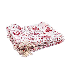 12pk - 8x10 Cotton Canvas Muslin Gift Bags with Drawstring for Presents, Party Favors, Samples (Red Stars, Large) by TheDisplayGuys