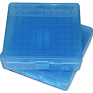 MTM 100 Round Flip-Top Ammo Box 40/45/10MM Cal (Clear Blue)
