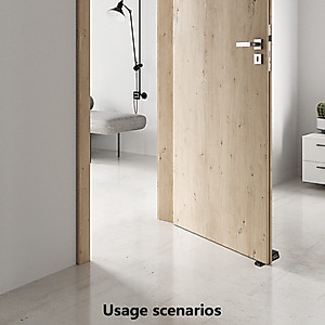 Techoln Heavy Duty Door Stopper, Rubber Wedge,304 Stainless Steel Security Door Stops,Suitable for All Floor Surfaces, with Hangers for Easy Storage (2, Black)