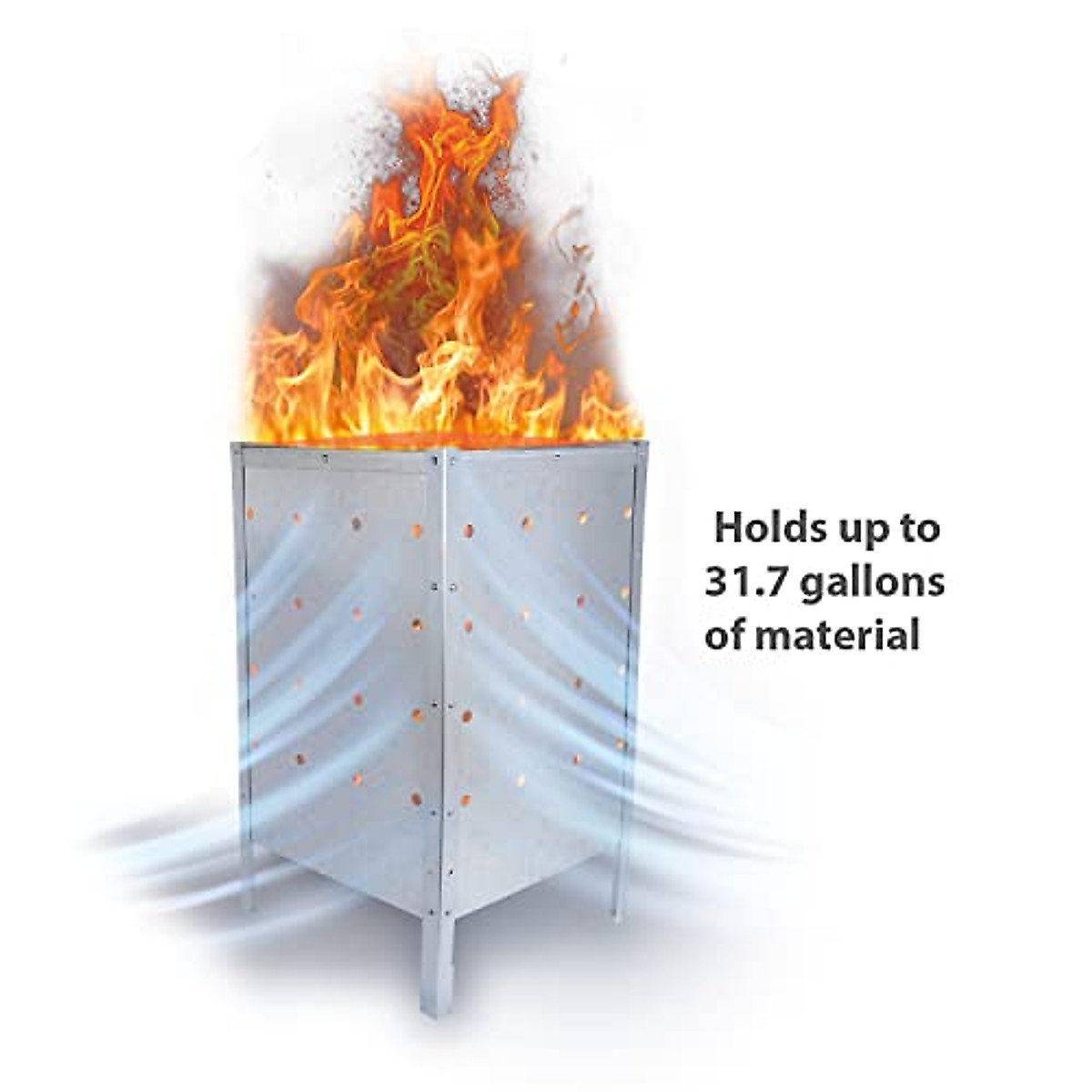 Marabuut Garden Waste Incinerator - Large 29" x 16" Square Galvanized Burn Barrel Trash Can - Used to Burn Yard Debris, Wood, Leaves, and Cardboard - Complete with Assembly Tools