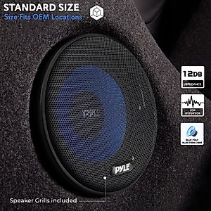 Pyle Two-Way Component Speaker System - One Pair 6.5" Two-Way Component Kit, Non-Fatiguing Butyl Rubber Surround, 360 Watts w/ 4 Ohm Impedance and 1" High-Temperature ASV Voice Coil - PL650CBL