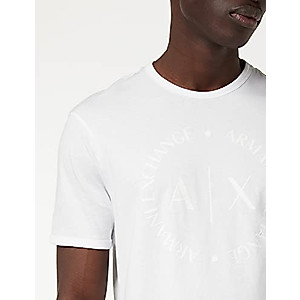 A|X ARMANI EXCHANGE Men's Tonal Classic Circle Logo Short Sleeve Tee Shirt, White, X-Large
