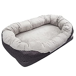 BarksBar Snuggly Sleeper Large Gray Diamond Orthopedic Dog Bed with Solid Orthopedic Foam, Soft Cotton Bolster, and Ultra Soft Plush Sleeping Space - 40 x 30 Inches