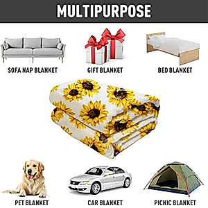 YISUMEI Sunflower Blanket Floral Print Throw Blanket Soft Warm Lightweight for Chair Sofa Couch Girl Adult Women Gift for Birthday Christmas 50"x60"