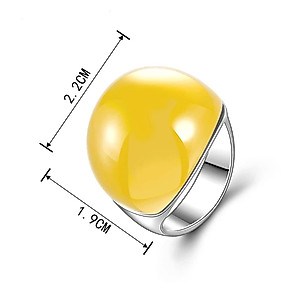 Zyoenxl Big Red Semi-Precious Stone Ring for Female opal Anillos Accessories Ring (Yellow, 9)