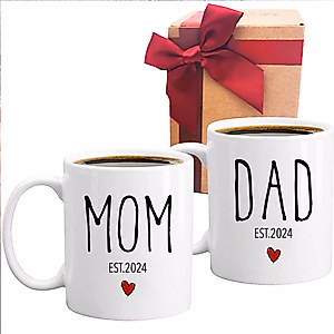 CHIEN-CHI LILI SUUURA-OO Est 2024 New Mom Dad Mug Coffee Mug Gift for Parents, Est 2024 couple shower wedding shower expecting parents, New Parents Gift Set of 2 Mugs-76