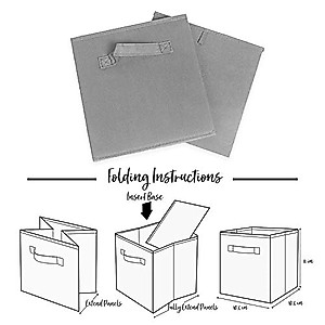 Storage Box Storage Bins 3 Pack Storage Cube Basket Bins Cloth Folding Box Closet Drawers Container Dresser Basket Organizer Shelf Collapsible for Underwear Sock Bra Tight Kids Toy (Gray)