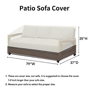 Easy-Going Patio Sofa Cover UV Resistant Outdoor Couch Cover Bicolor Patio 3-Seater Bench Cover Waterproof Outdoor Furniture Cover with Reflective Hemming (79Wx37Dx35H inch, Beige/Brown)