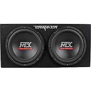 MTX Terminator TNP212D2 1200 Watt 2 Ohm Dual 12 Subwoofers/Sub Box/Amp Package Bundle with Rockville RXC2D 2 Farad Stiffening Power Capacitor & RWK81 Amp Installation Wire Kit (3 Items)