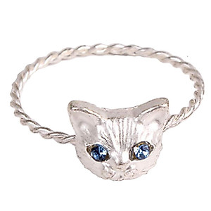 U-M PULABO Ring Ladies Ring Hand Ornament Rhinestone Glitter Cat Pattern Cute Fashionable Anniversary Present Exquisite Useful