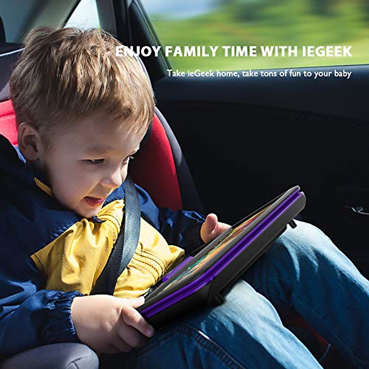 ieGeek 11.5 inch Purple and Red Portable DVD Player Bundle