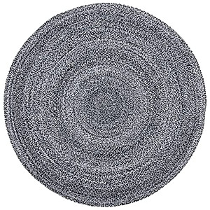 SAFAVIEH Braided Collection 3' Round Charcoal BRD851H Handmade Country Cottage Reversible Area Rug