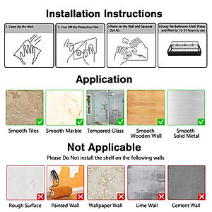 Roseyat Shower Caddy, Adhesive Shower Organizer With Hooks, Shower Shelves for Inside Shower, No Drilling Shower Rack Holder, Shower Storage For Bathroom, Kitchen Spice Rack-2 Pack Black