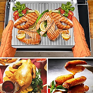 N&S AMOCWJ Stainless Steel Baking Pan with Rack , Cookie Sheet with Cooling Rack,Baking Tray For Oven,Nonstick Baking Sheet Warp Resistant & Heavy Duty & Rust Free (XL), Silver (BK252)