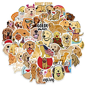 50Pcs Golden Retriever Stickers, Waterproof Vinyl Stickers Decals for Laptop Water Bottle Phone Luggage, Cute Cartoon Dog Stickers Pack