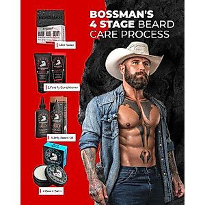 Bossman Relaxing Beard Balm - Beard Tamer, Relaxer, Thickener and Softener Cream - Beard Care Product - Made in USA (Stagecoach Scent)