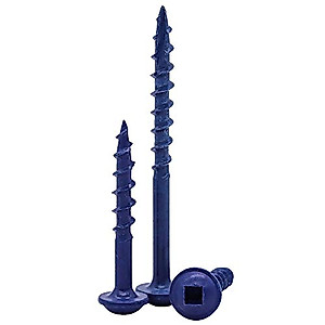 #8 x 2 Pocket Screws Square Drive Washer Head Self Tapping Screws Wood Screws, Blue-Kote Finish, Coarse Thread, Pack of 100
