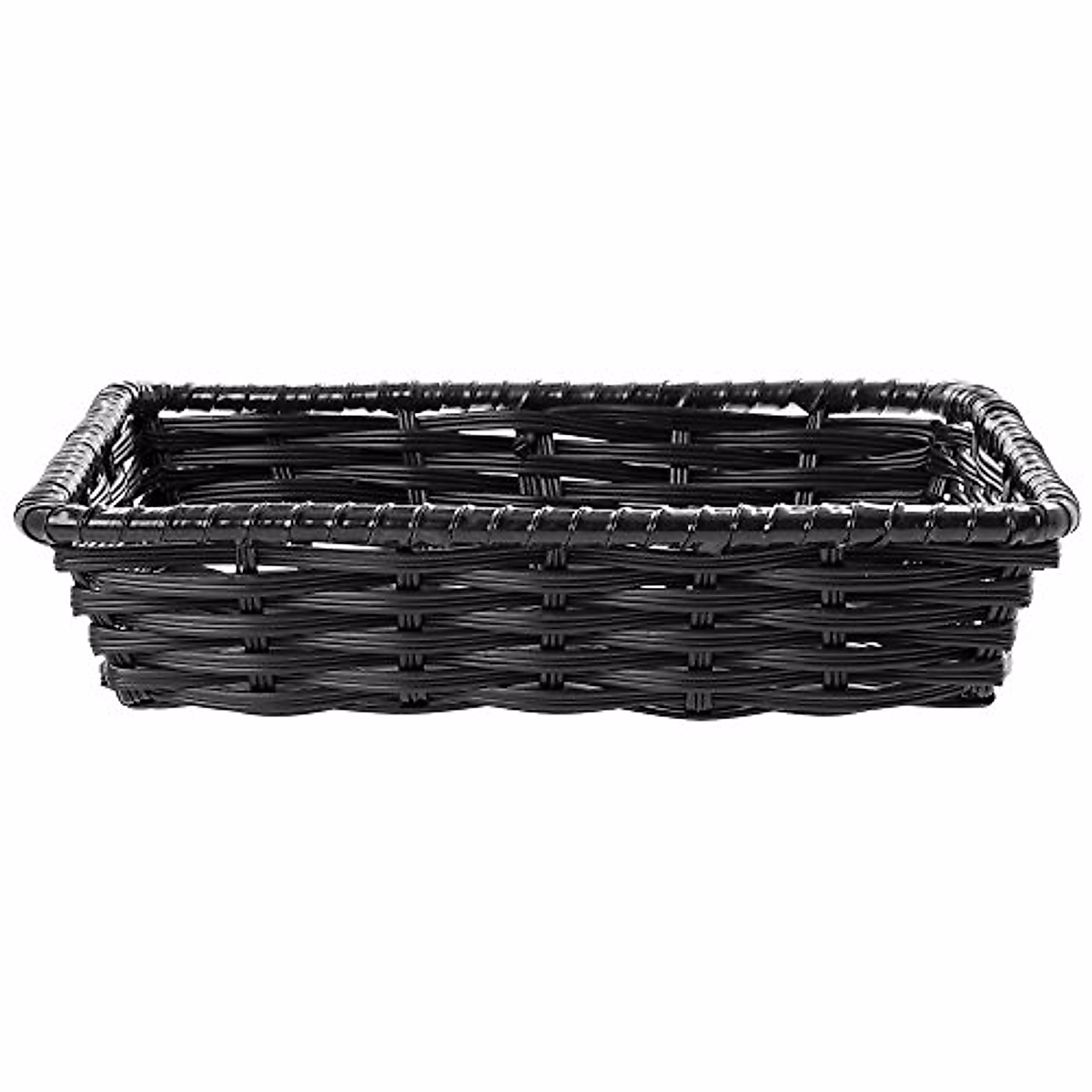 HUBERT® Black Plastic Wicker Basket - 10"L x 12"W x 2 1/2"H
