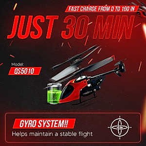 SHEMINI Mini Helicopter, QS5010, Rc Helicopters Toys for Kids & Adults, 3.5 Channel & Gyro Stabilizer, Indoor toy for beginners (Blue)