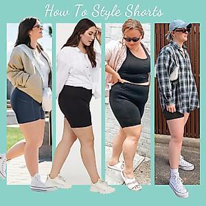 HLTPRO 3 Pack Plus Size Biker Shorts with Pockets for Women - 5Inch High Waist Soft Spandex Workout Yoga Running Shorts, Large-X-Large