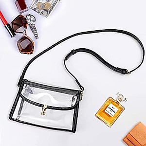 COROMAY Clear Purse for Women, Clear Crossbody Bag Stadium Approved, Fashion Clear Purses with Vegan Leather Trim