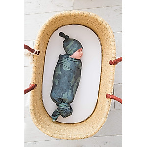 Baby Beanie Hat Top Knot Stretchy Soft"Hunter" by Copper Pearl