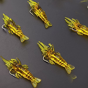 ROYHOO 20pcs Shrimp Simulation Soft Prawn Fishing Lures Bass Crank Hook Bait Tackle