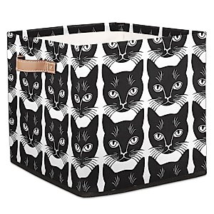 Tablerazzi Cats Pattern Cube Storage Bin, 13 Inch Collapsible Fabric Storage Cube Bin, Foldable Cube Baskets for Shelf, Closet, Organizer
