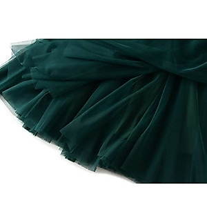 Daysskk Green Tulle Skirt for Women Midi Length Pleated Skirts for Women Long Length Womens Flowy Skirts Mesh Skirts Women's Skirt A-Line 33"