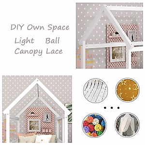 Kids Montessori Bed Twin Size, Twin Floor Bed with High Fence, House Bed for Kids, Girls, Boys, Wood Montessori Floor Bed Without Slats(White Twin)