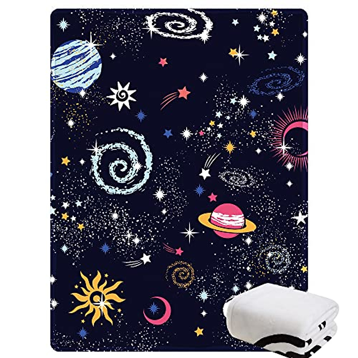 Wucidici Planet Throw Blanket Lightweight Soft Cozy Moon Blanket for Couch Sofa Bed 50"x 60"