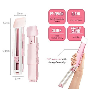 ADDY & PLUSY PHERMES ONECHU Sliding Cat Strip Squeeze Spoon Paste Cat Snack, Liquid Snack/Cat Strip Spoon Pet Snack Spoon (Pink)