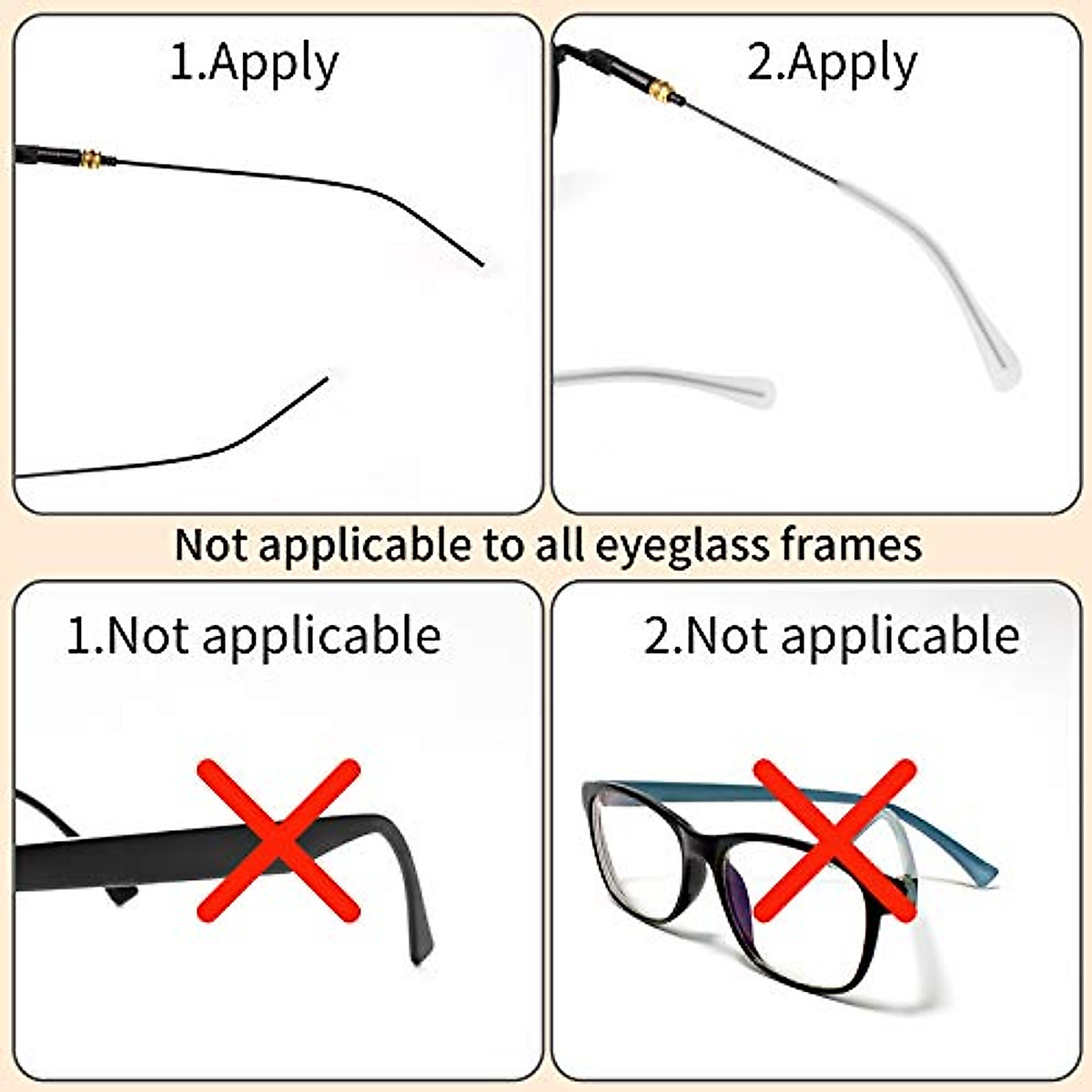 yiwoo 15 Pairs Silicone Eyeglass End Tips Ear Sock Pieces Tube Replacement for Thin Metal Eyeglass Legs(5 Colors)