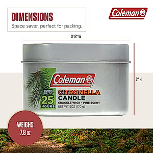 Coleman Scented Outdoor Citronella Candle with Wooden Crackle Wick - 6 oz