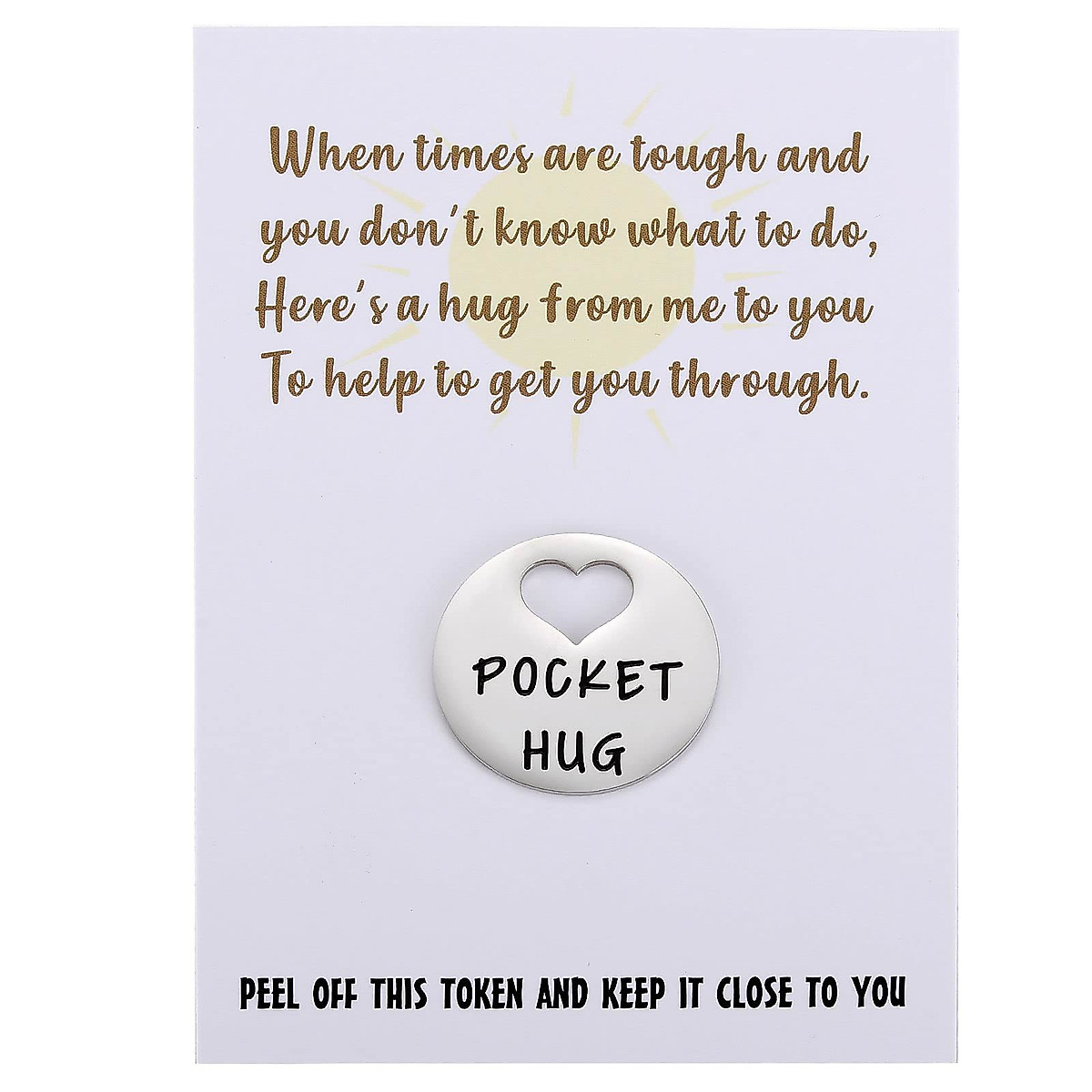 When Times are Tough Little Keepsake Pocket Hug Token & Greeting Card for Friends Family, Positivity Cheer Pick Me Up Mental Health Gift, Think of You Missing You Gift