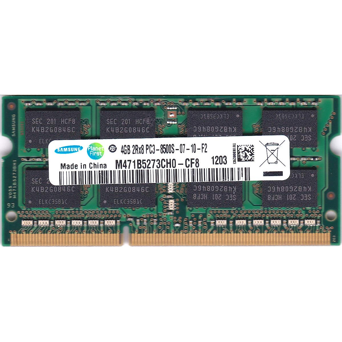 4GB Samsung PC3-8500 (1066Mhz) 204 pin DDR3 SODIMM Laptop Computer Memory