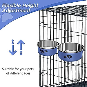 OFFKITSLY 2 Pack Stainless Steel Dog Crate Water Bowls, No Spill, Anti-Tipping, Hygienic, Easy to Clean, Cute Pattern, Perfect Size