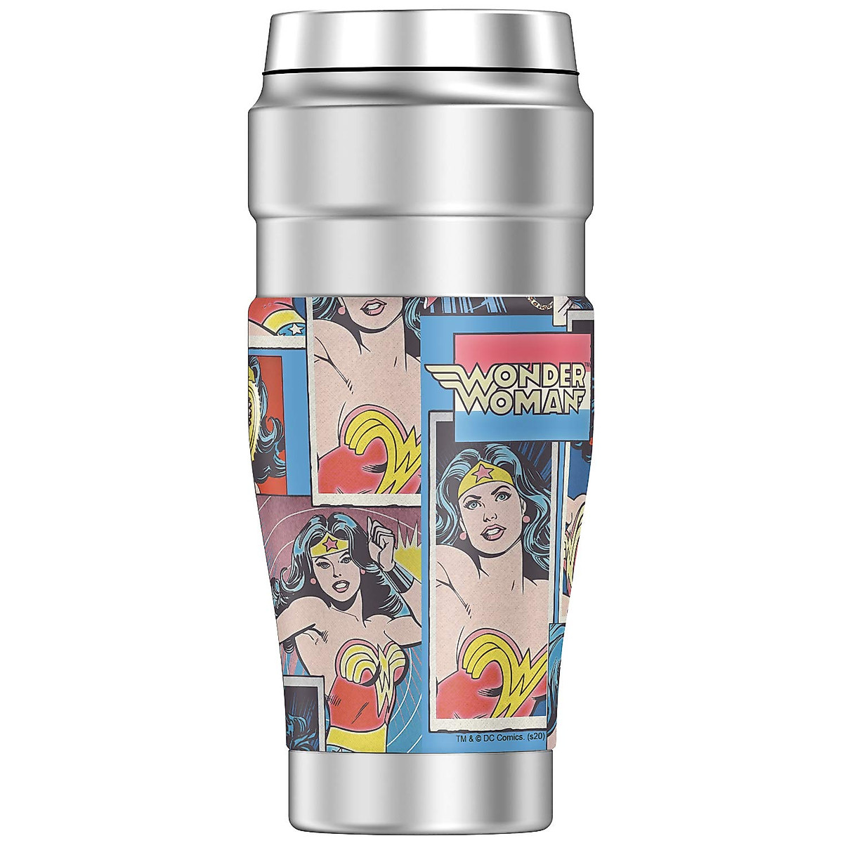 Wonder Woman Collage, THERMOS STAINLESS KING Stainless Steel Travel Tumbler, Vacuum insulated & Double Wall, 16oz