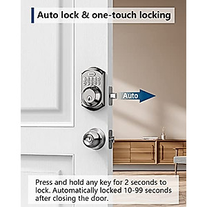 TEEHO TE001 Keyless Entry Door Lock with Keypad - Smart Deadbolt Lock - Front Door Lock with 2 Keys - Auto Lock - Easy Installation - Satin Nickel