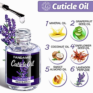 FANDAMEI Nail Files and Buffers, Nail Cuticle Remover Kit with Nail File, Nail Buffer, Nail Buffer Block, Cuticle Nipper, Cuticle Pusher, Cuticle Peeler. Nail Cuticle Oil Lavender for Nail Care