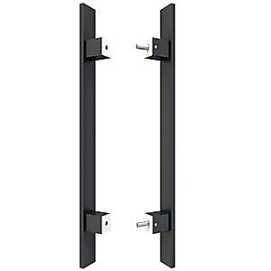BARNSMITH 36" Barn Door Push Pull Handle,Heavy Duty Grade-304 Stainless Steel Square Commercial Door Handle,Entrance Entry Front Door Handle Office Handle Pull Set for Wood Door Glass Door,Black