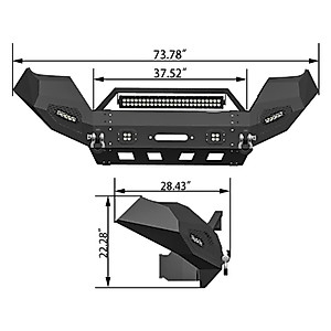 LUYWTE Fit 2016-2023 Tacoma Steel Front and Rear Bumper With Winch Plate&Tire Carrier&LED Lights（Black Texture）