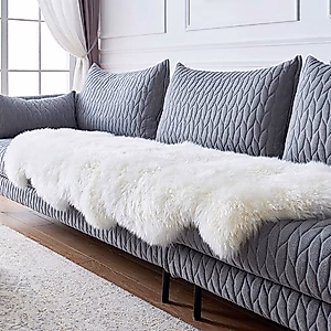 Outlavish Sheepskin Rug Genuine Fur, Luxury New Zealand Pelts, Naturally Silky Soft Lambskin, Thick & Fluffy, Long Runner for Bedroom & Living Area (2' x 6' Pearl White)