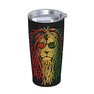 ayvcxui Jamaican Rasta Reggae Judah Lion Stainless Steel Insulated Tumbler 20 Oz Water Bottle Coffee Mug Coffee Mug With Lid Straw