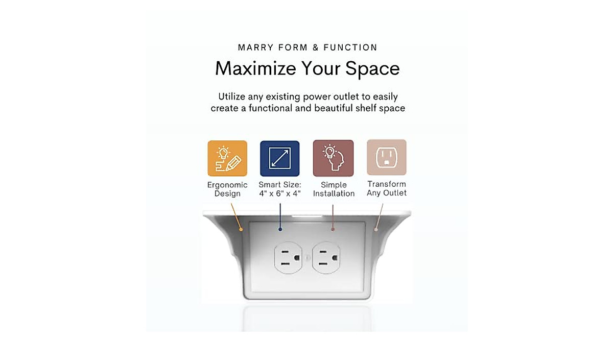 Power Perch Wall Outlet Shelf - Organize Any Room